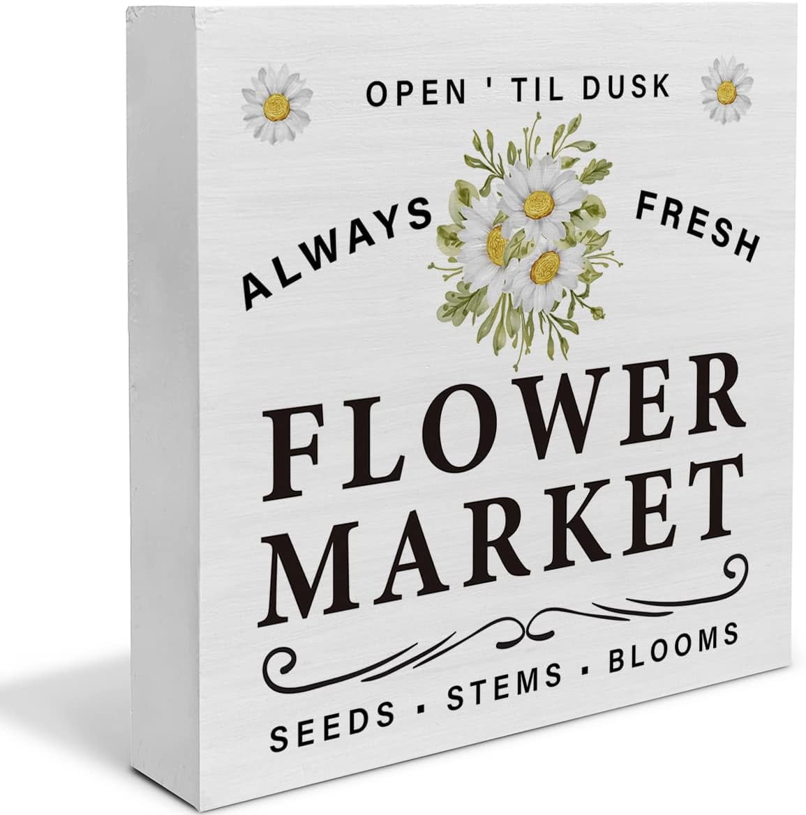 Country Flowers Market Daisy Wood Box Sign Decor Desk Sign Daisy Wooden ...