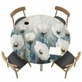 Country Flowers Round Fitted Tablecloth with Elastic Edge Retro White ...