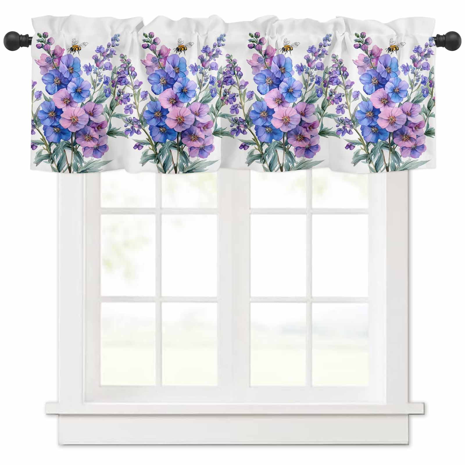 Country Flowers Valances for Windows Farmhouse Kitchen Curtains ...
