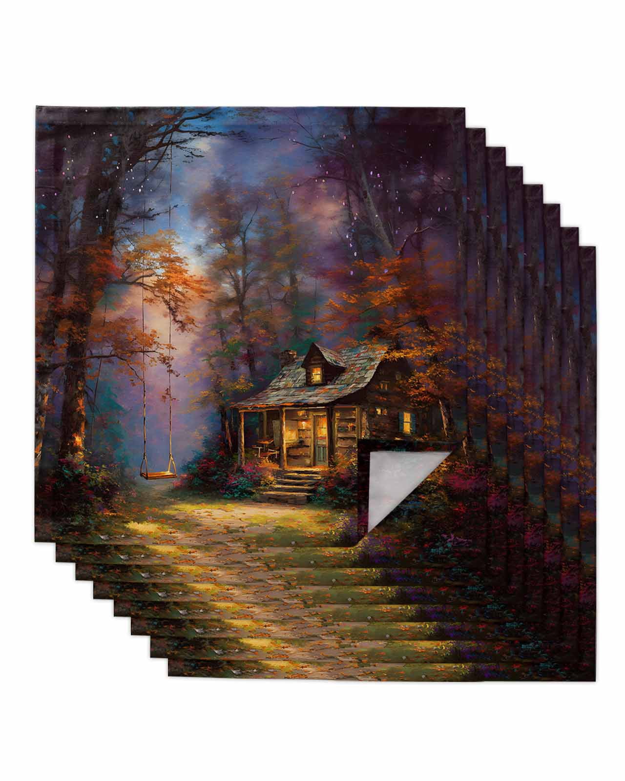 Country Forest Cloth Napkins Set of 8 Reusable Dinner Napkins ...