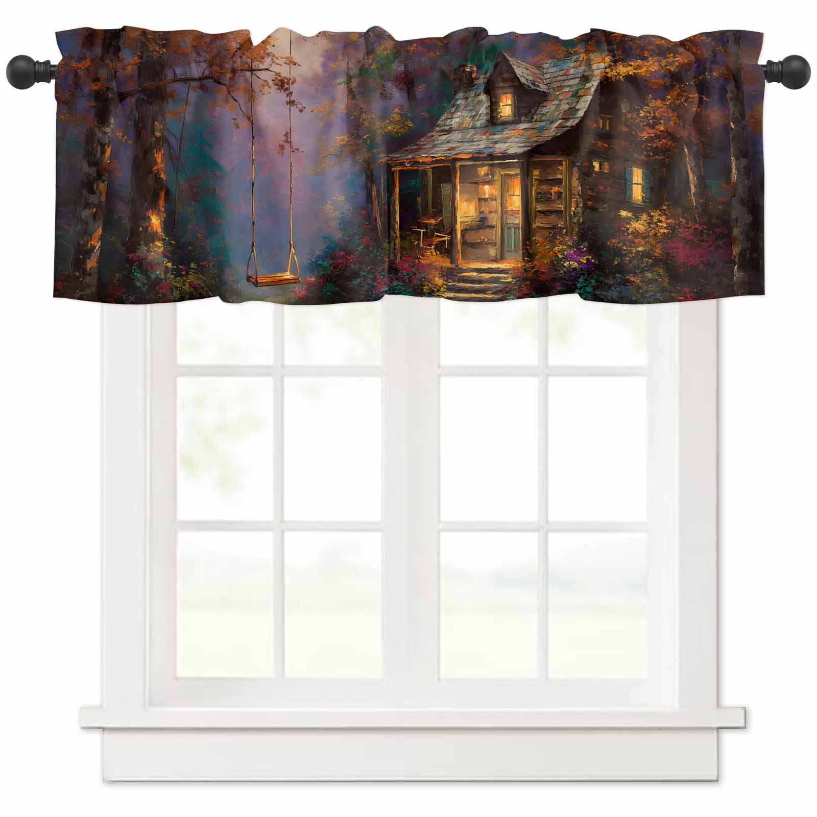 Country Forest Valances for Windows Farmhouse Kitchen Curtains Valances ...