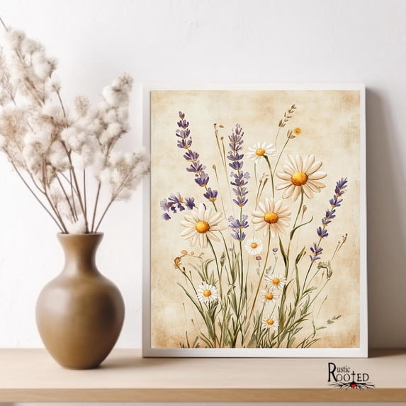 Country Garden Wildflower Floral Modern Farmhouse Wall Art Poster ...