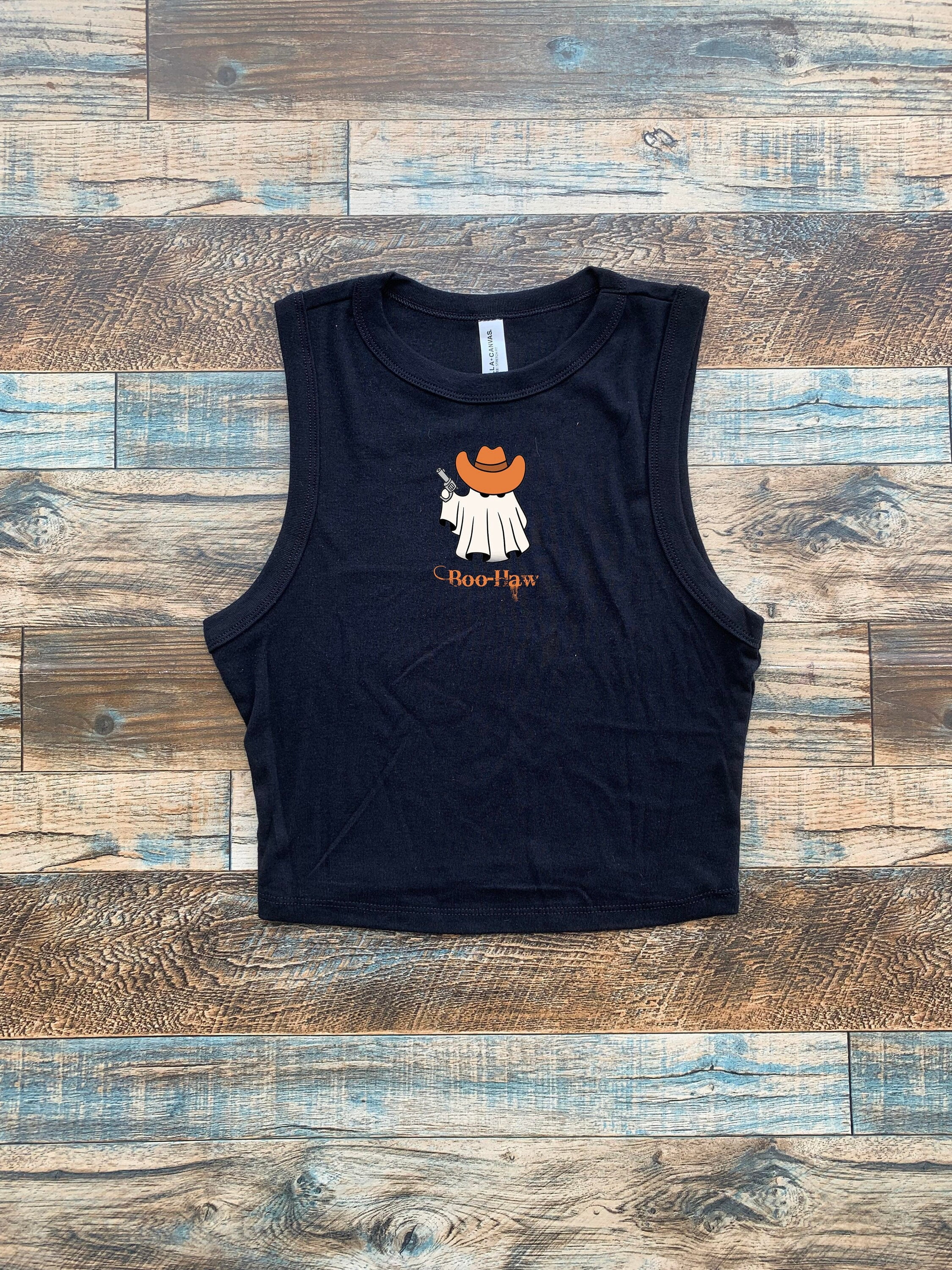 Country Ghost Boo Crop Tank, Cowboy Ghost Halloween, Womens Western ...