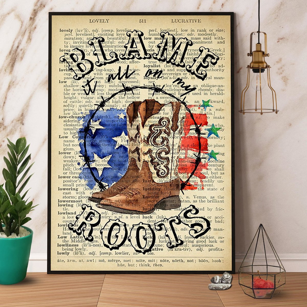 Country Girl Cowgirl Blame It All On My Roots Dictionary Paper Poster ...