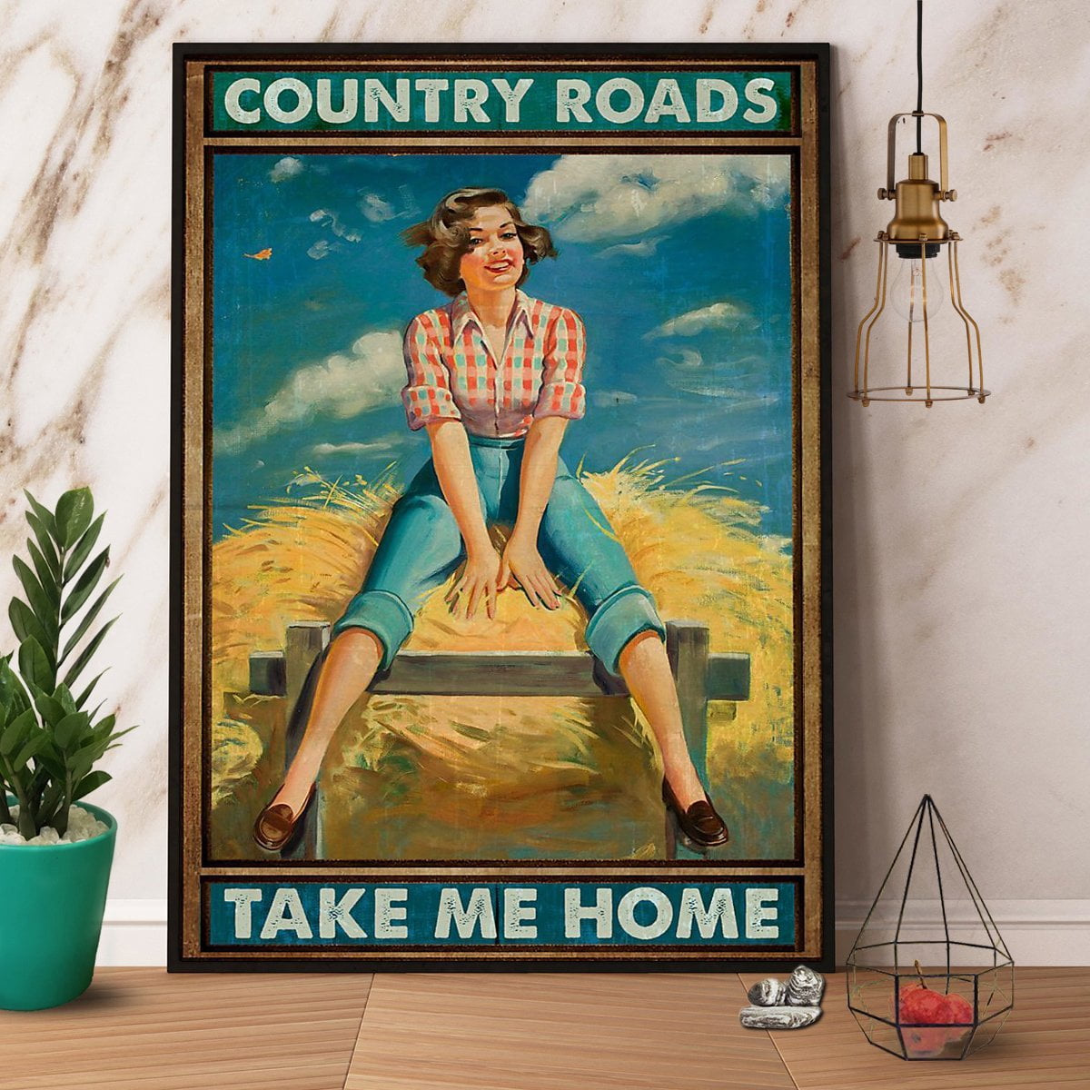 Country Girl Living Country Road Take Me Home Blue Sky Paper Poster No ...