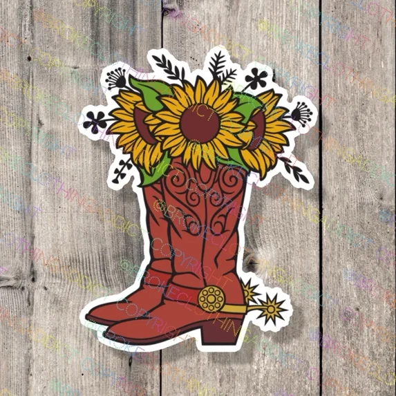 Country Girl Texas Cowboy Boots Vinyl Laptop Sticker Water Bottle ...