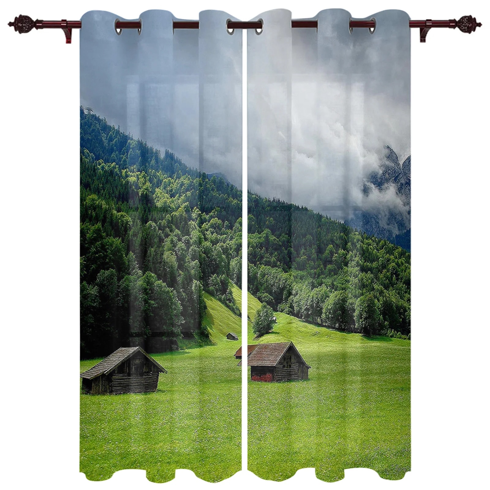 Country Graffiti Chicken Hill House Country Style Window Curtains ...