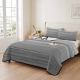 Country Gray Ombre Stripe 3 Pieces Quilt Set,1 Quilt with 2 Shams ...