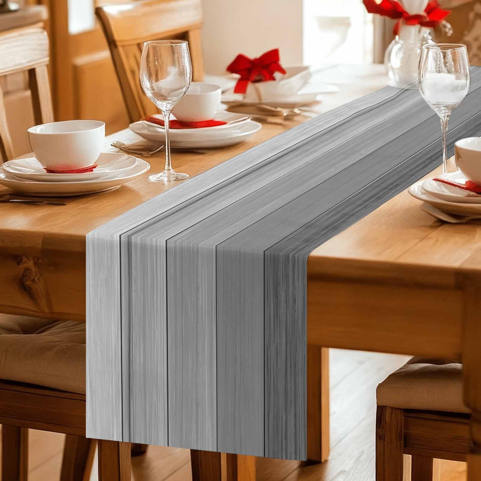 Country Gray Ombre Stripe Table Runner 36 Inches Long,Kitchen Dining ...