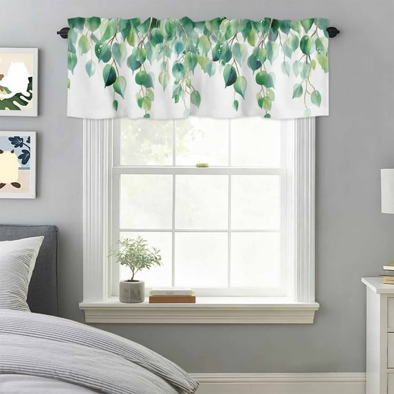 Country Green Eucalyptus Leaf Valances for Windows,Rod Pocket Valance ...