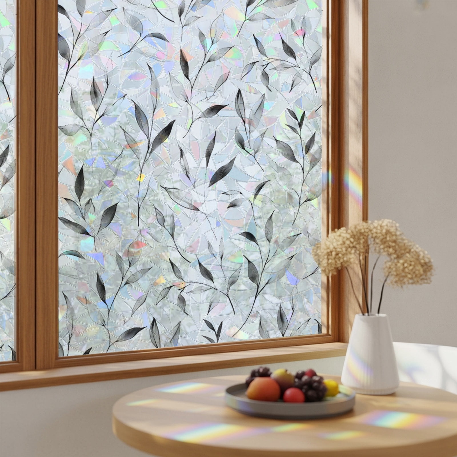 Country Grey Leaves Seamless Window Privacy Film,Heat Control Sun ...