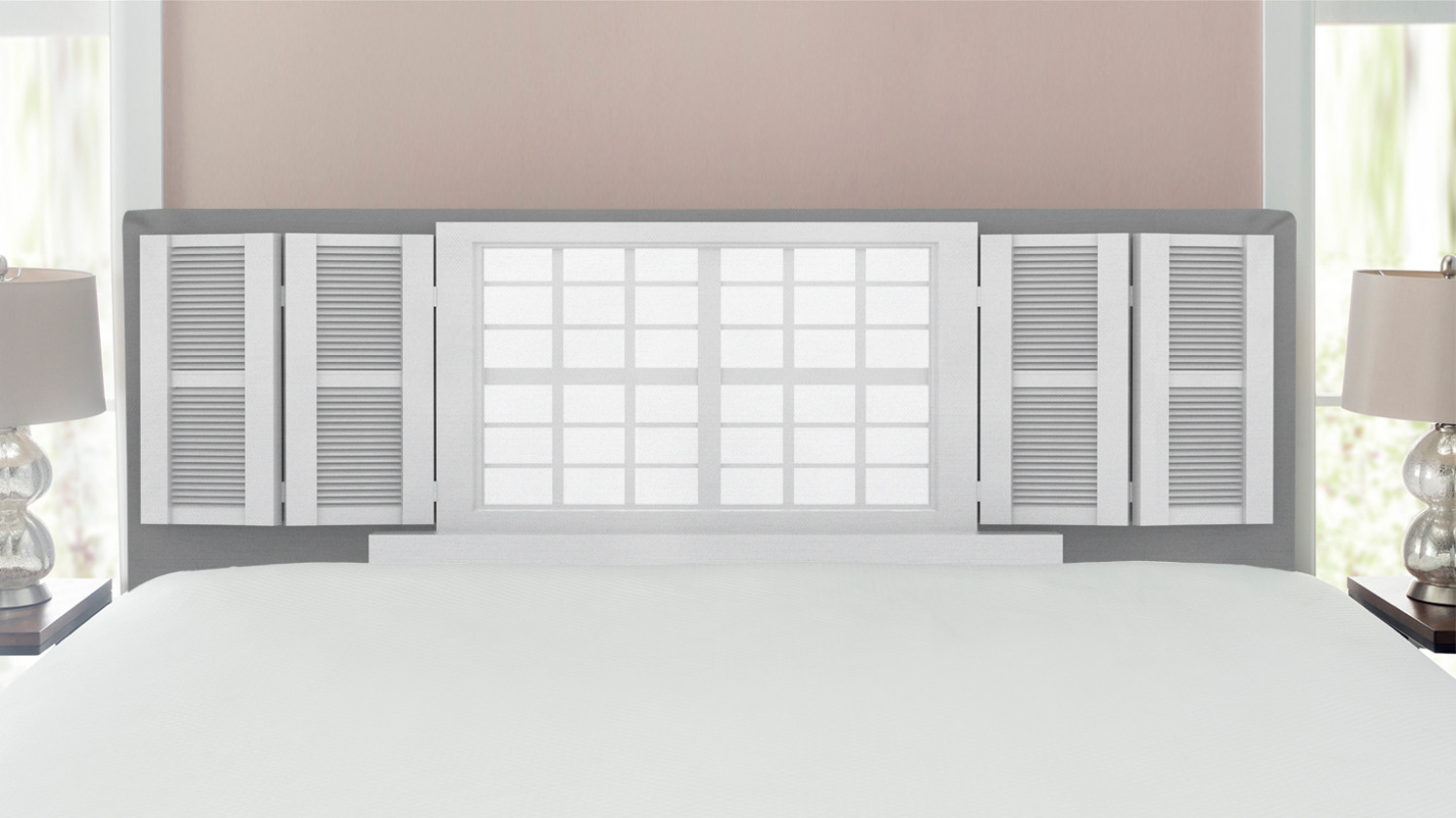 Country Headboard, Graphic Illustration of Wooden Window Shutters ...
