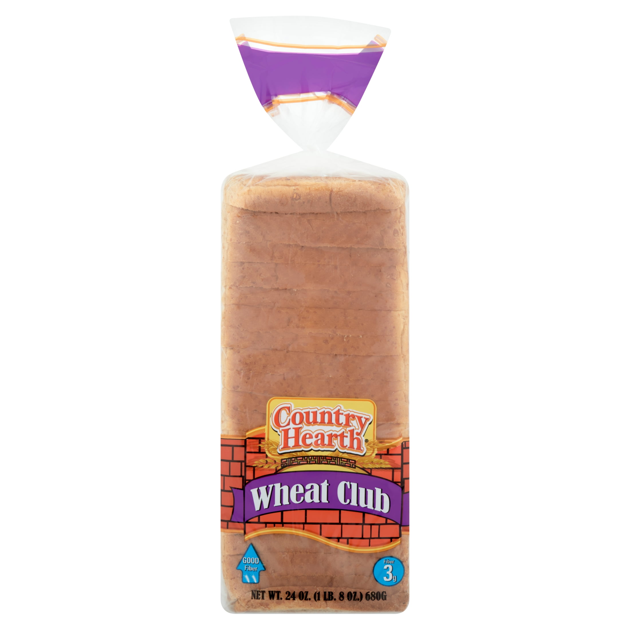 Country Hearth, Club Wheat Sandwich Bread Loaf, Sliced, 20 oz, Regular ...