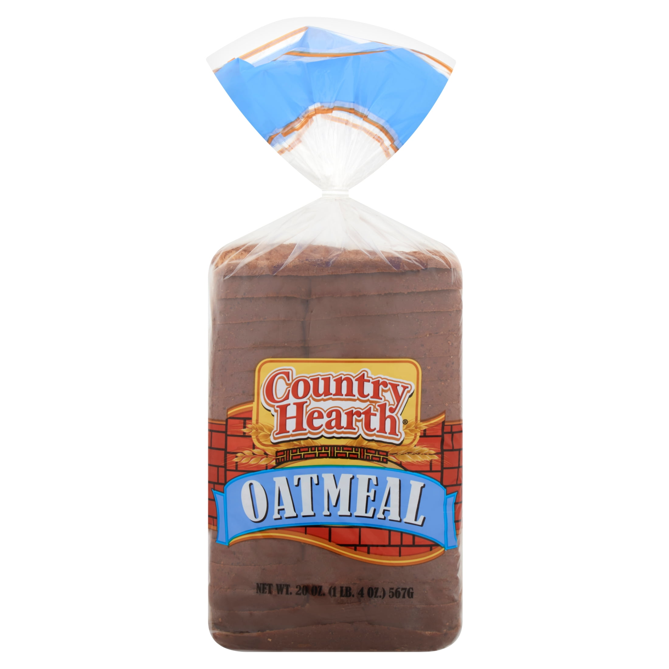 Country Hearth, Oatmeal Sandwich Bread Loaf, Sliced, 20 oz, Shelf ...