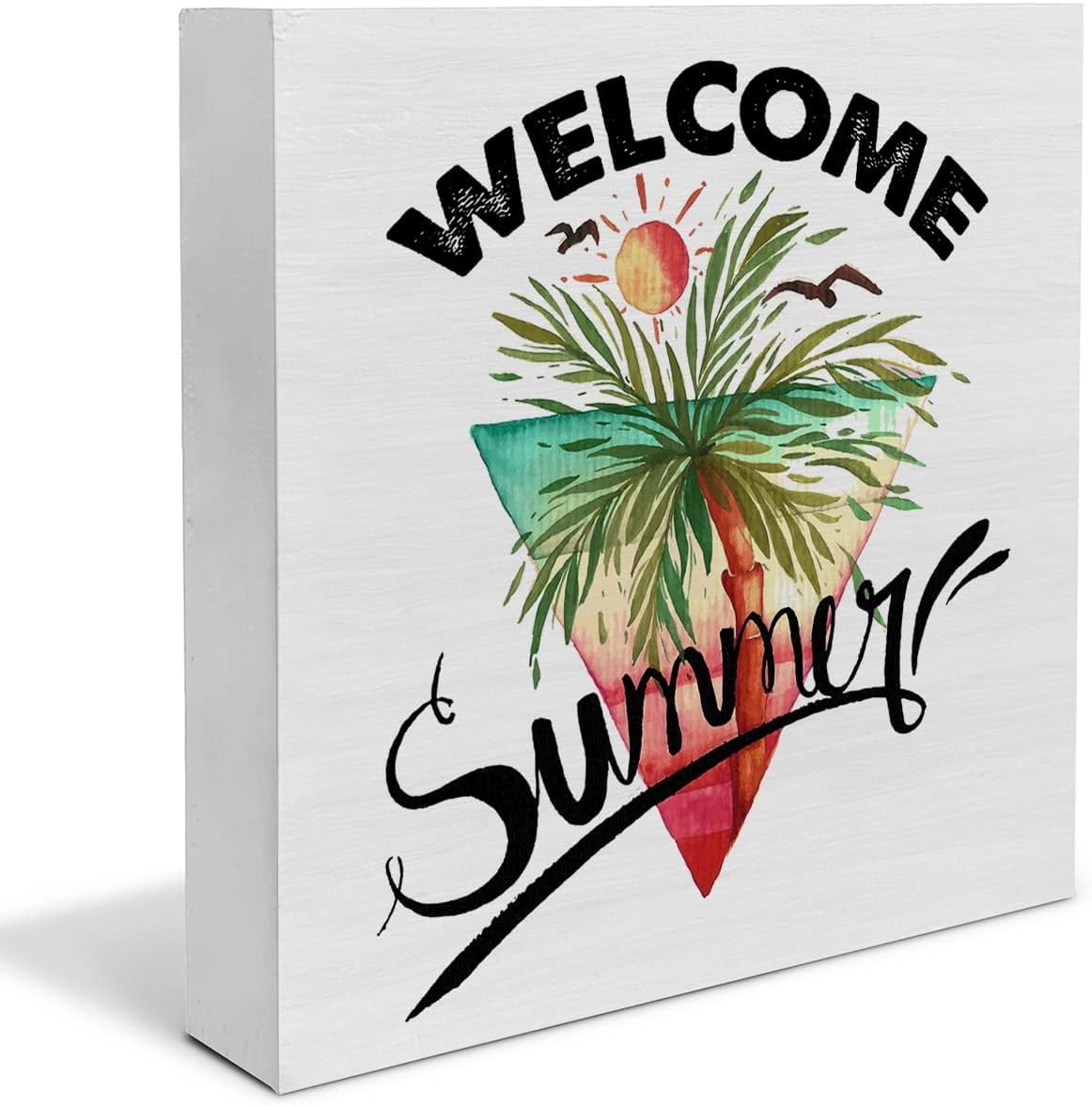 Country Hello Summer Wood Box Sign Decor Desk Sign Beach Summer Wooden ...