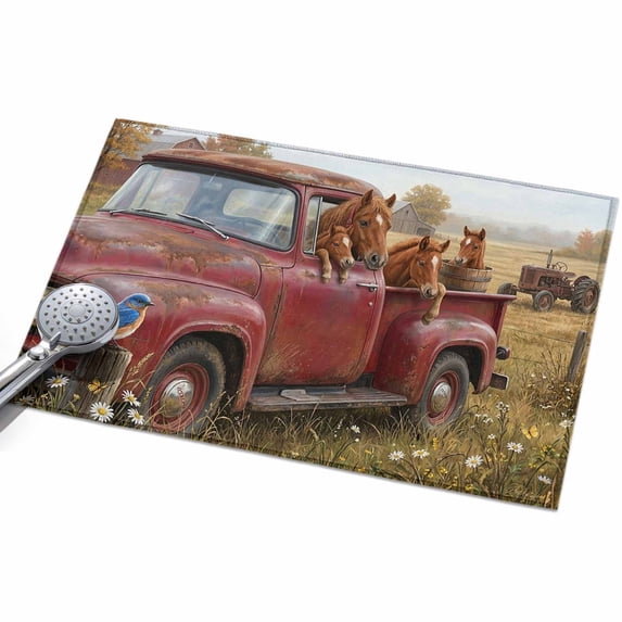 Country Horse Entryway Rug 2x3ft Washable Non Slip Bathroom Rug Indoor ...