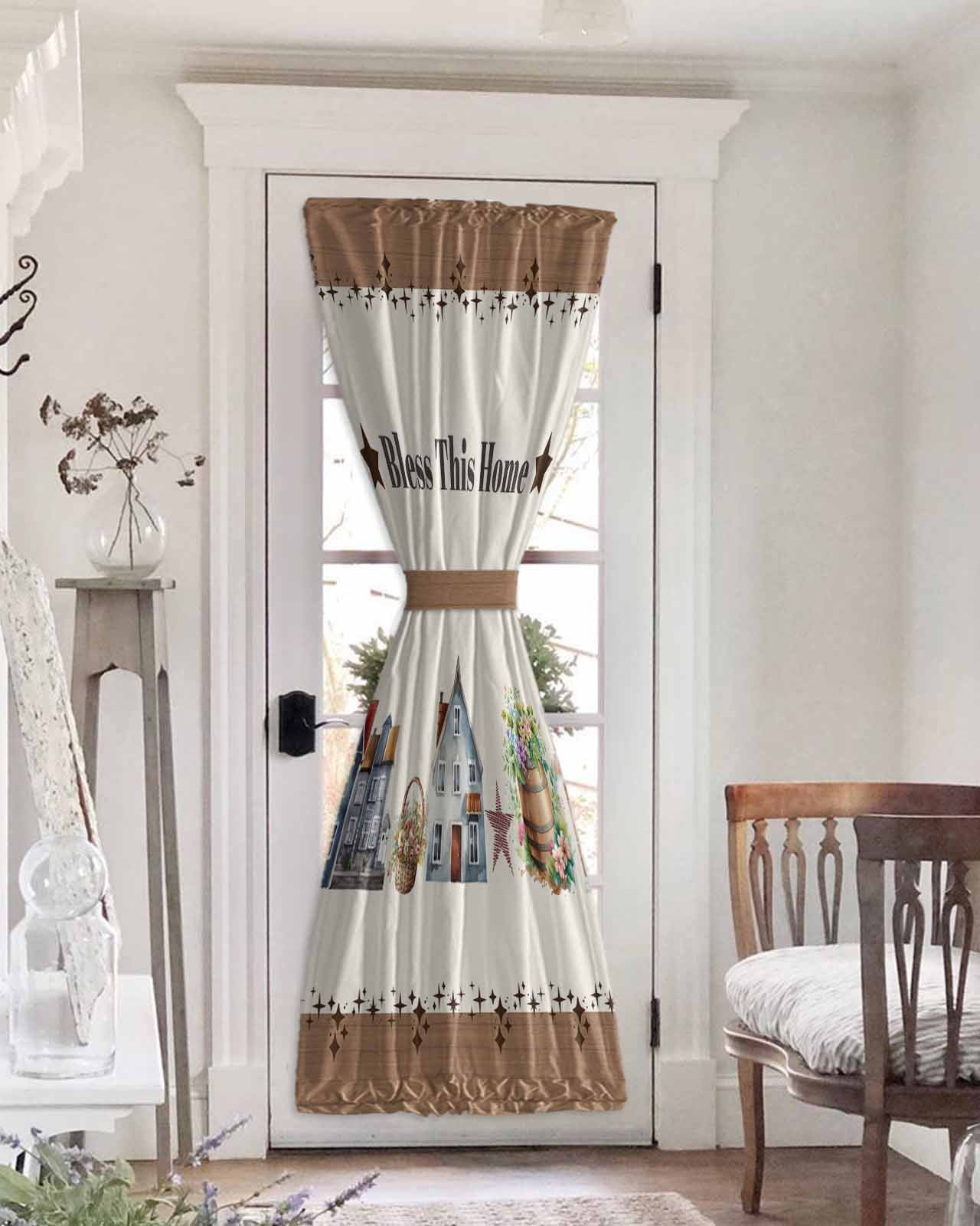 Country House Door Curtains for Doorway Privacy, Blackout French Door ...