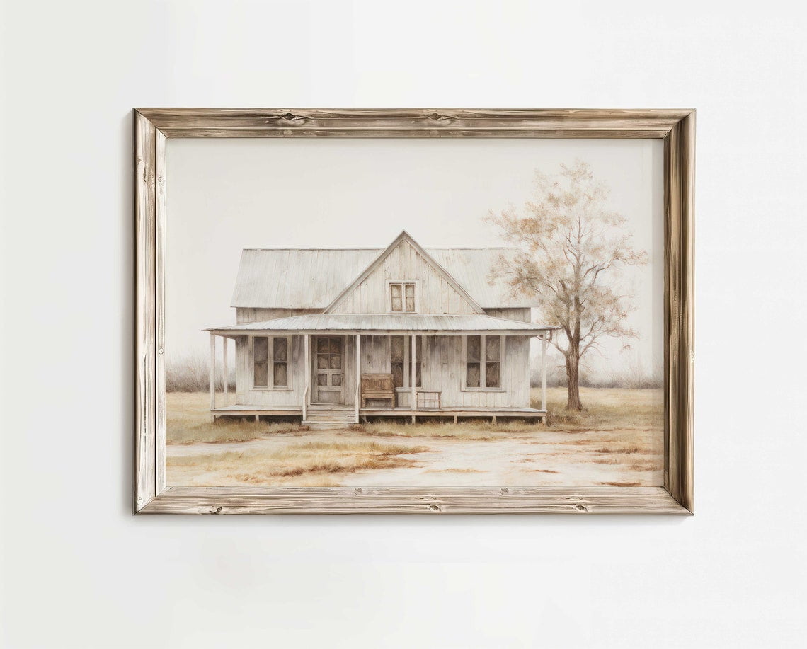 Country House Painting, Countryside Wall Art, Rural Cottage Wall Art ...