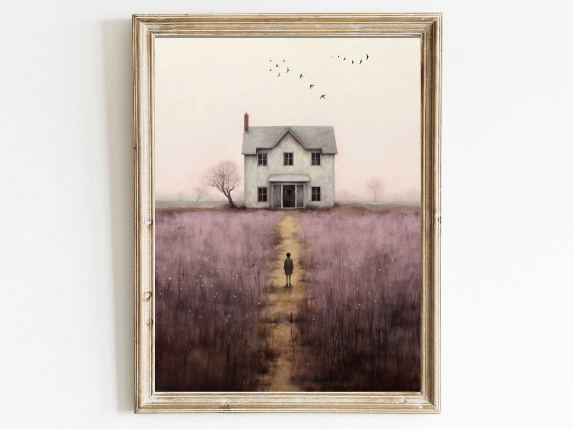Country House Print, Countryside Wall Art, Rural Painting, Lavendel ...