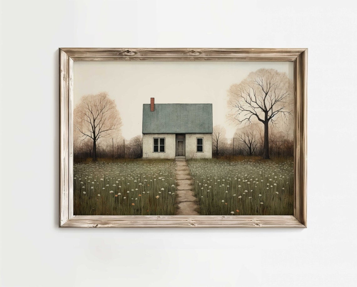 Country House Print, Countryside Wall Decor, Rural Wall Art, Whimsical ...