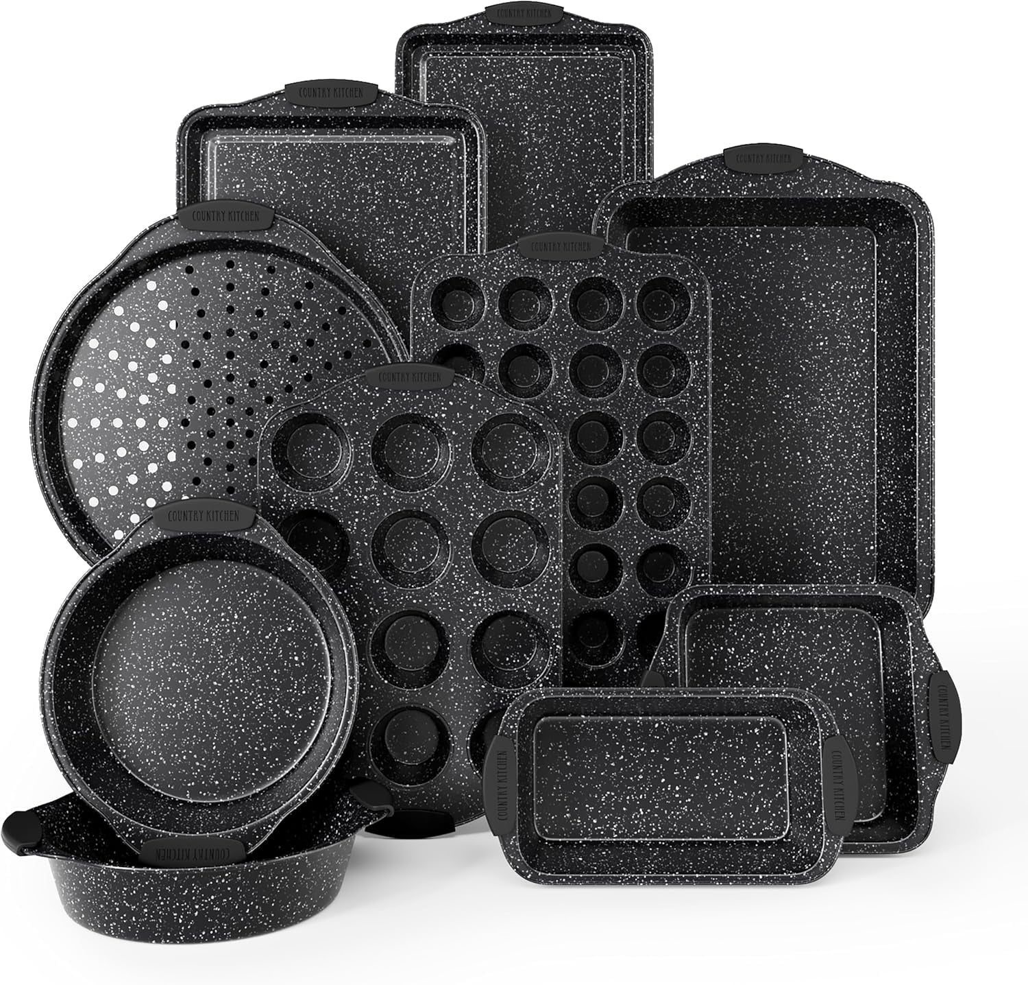 Country Kitchen 10-Piece Nonstick Bakeware Set - Stackable Pots and ...