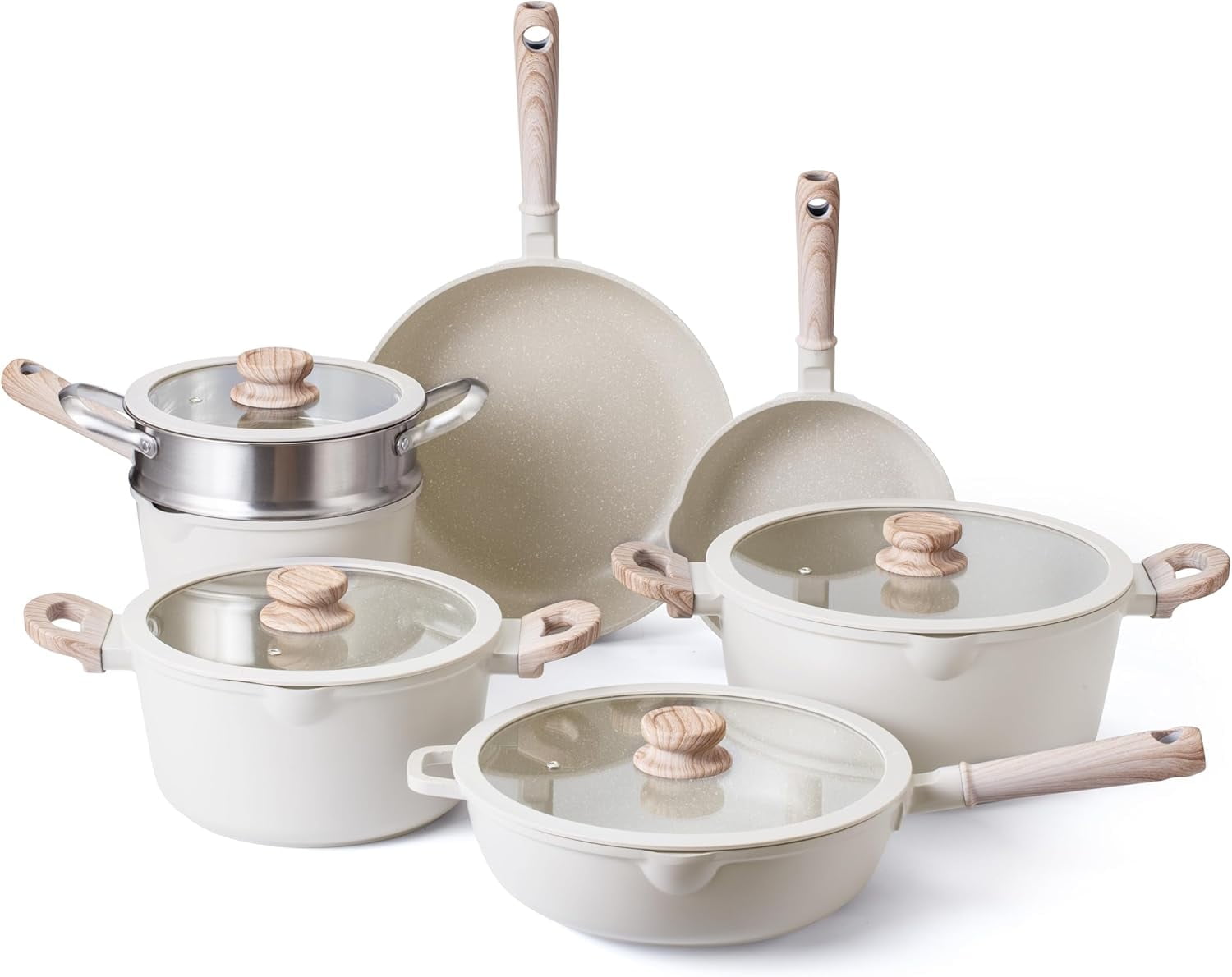 Country Kitchen 11-Pc Cast Aluminum Cookware Set Non Stick Pots and Pan ...