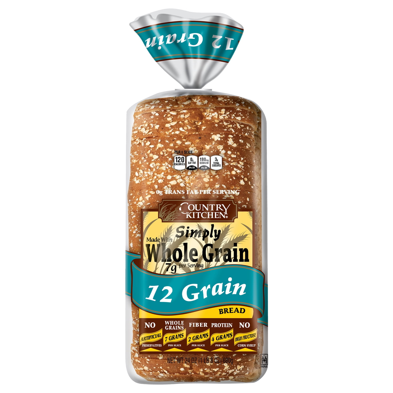 Country Kitchen 12 Grain Sliced Bread, 7g Whole Grain per Slice, 24 oz ...