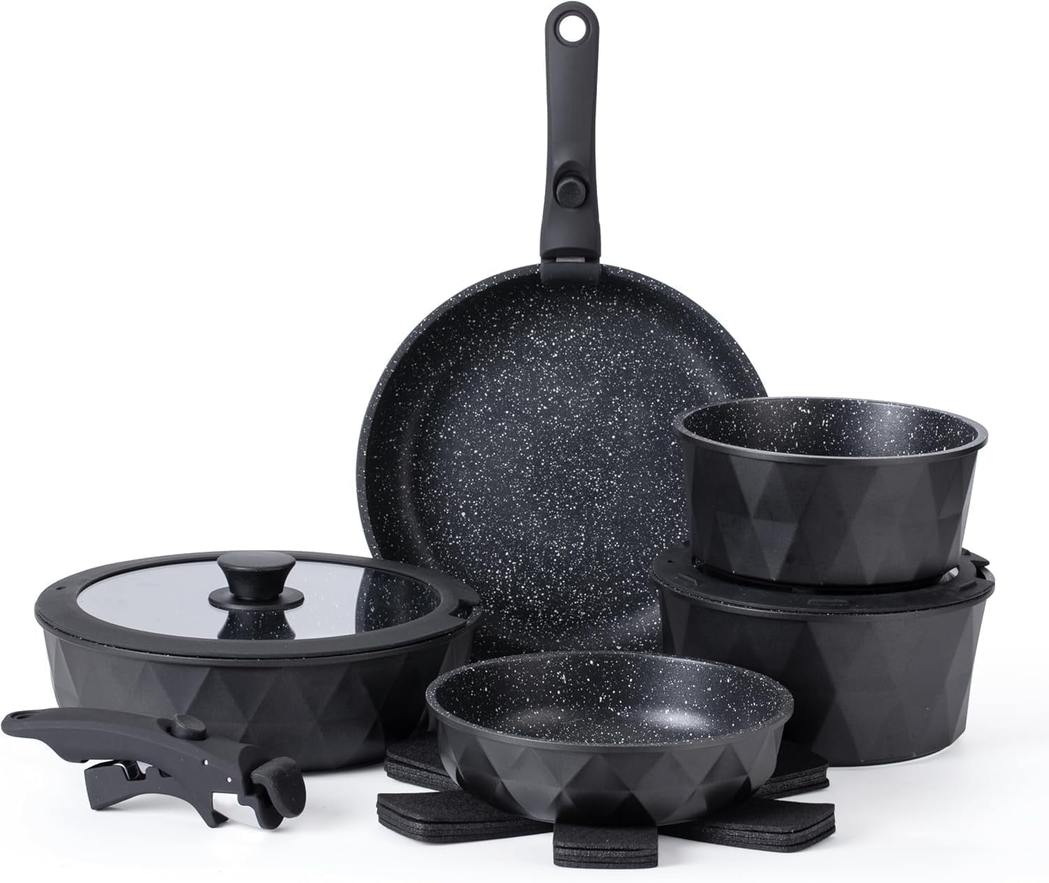 Country Kitchen Nonstick Cookware Set, 13-Pc Pots and Pans, Stackable ...
