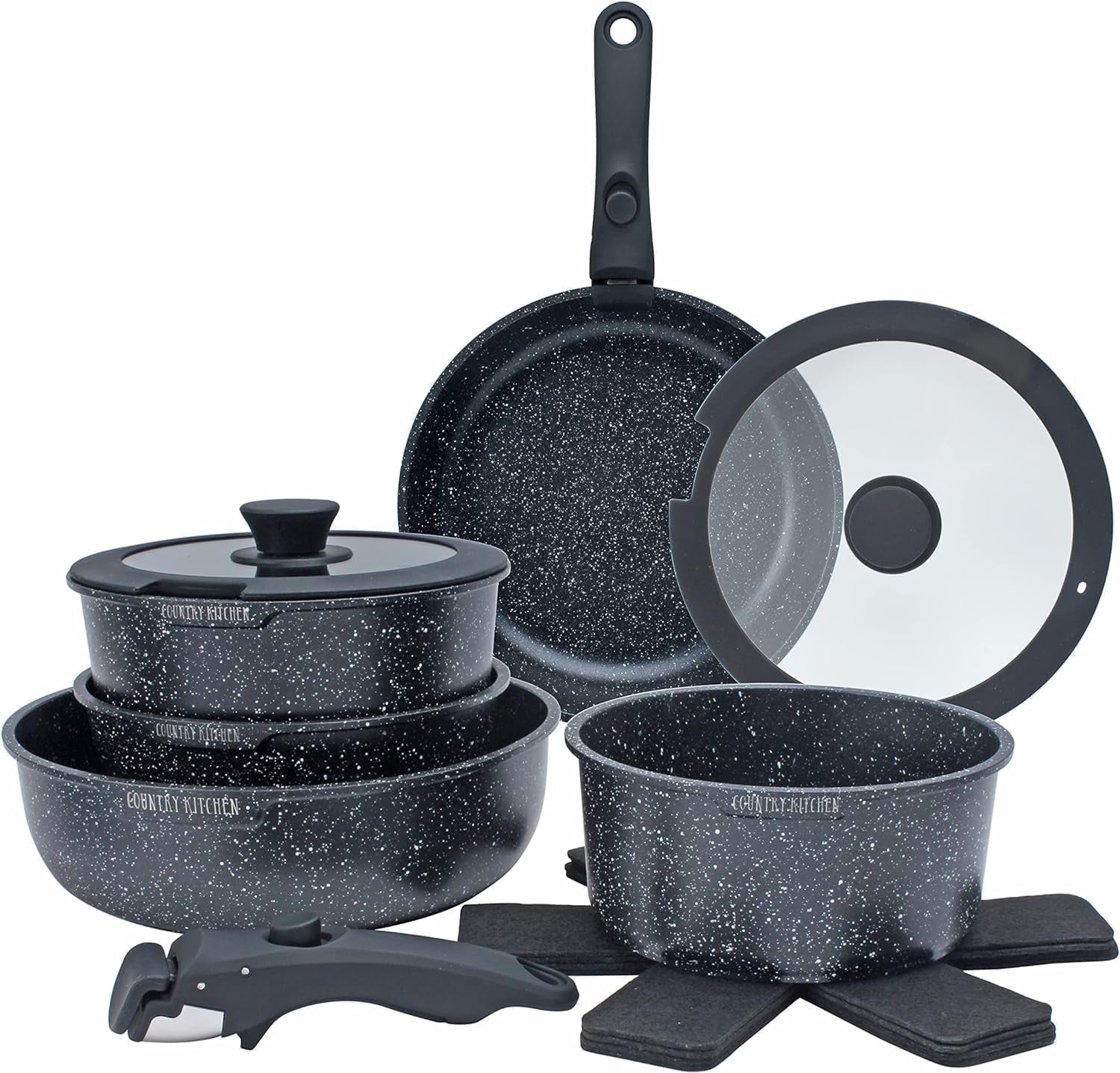 Country Kitchen Pots and Pans Set 13-Piece, Nonstick Cookware Set with ...
