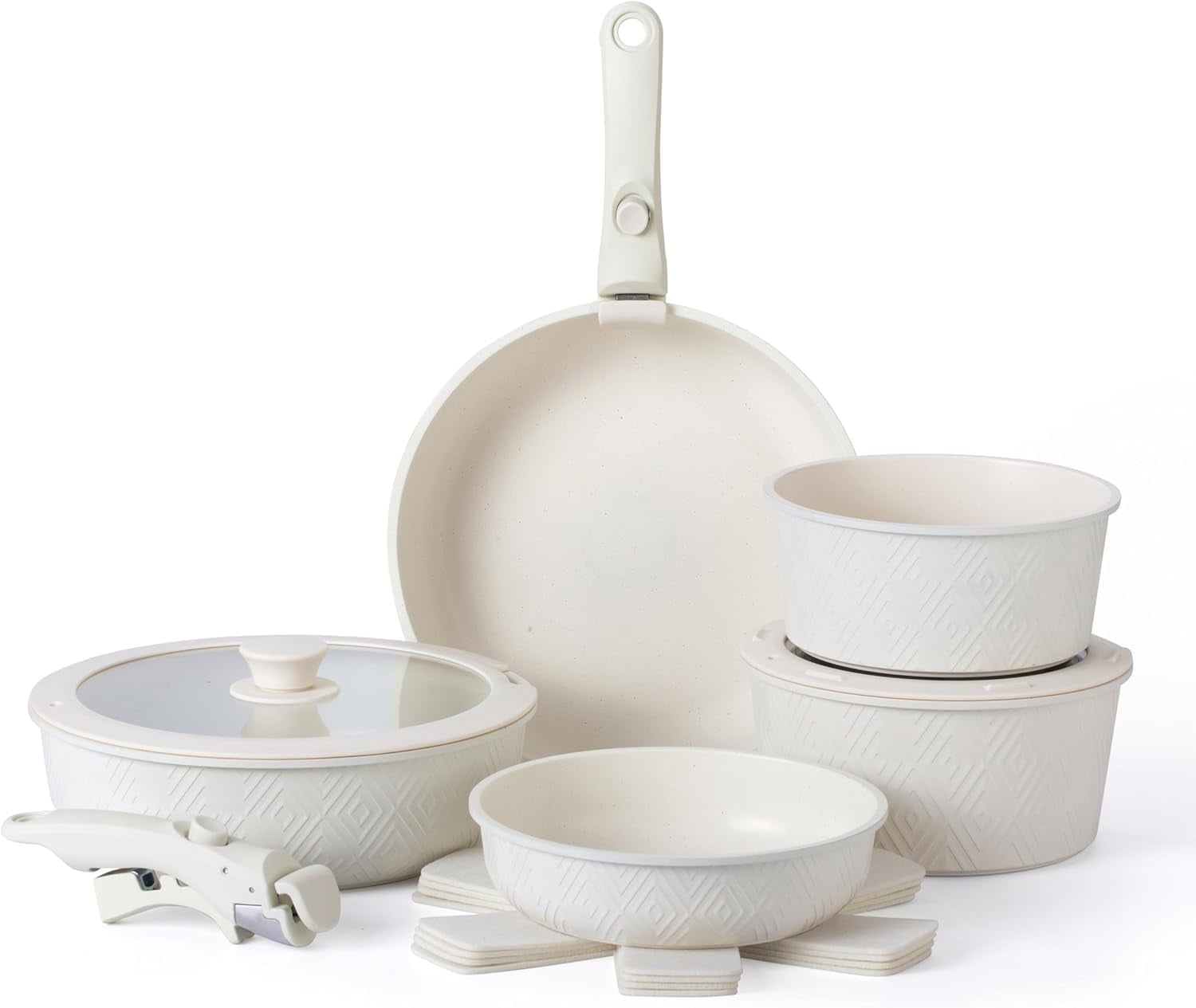Country Kitchen 13-Pc Pots and Pans Set with Removable Handles Nonstick ...