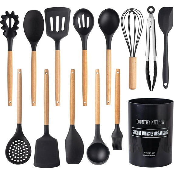 Country Kitchen 14-Pc Cooking Utensils Set Silicone Spatula & Kitchen ...