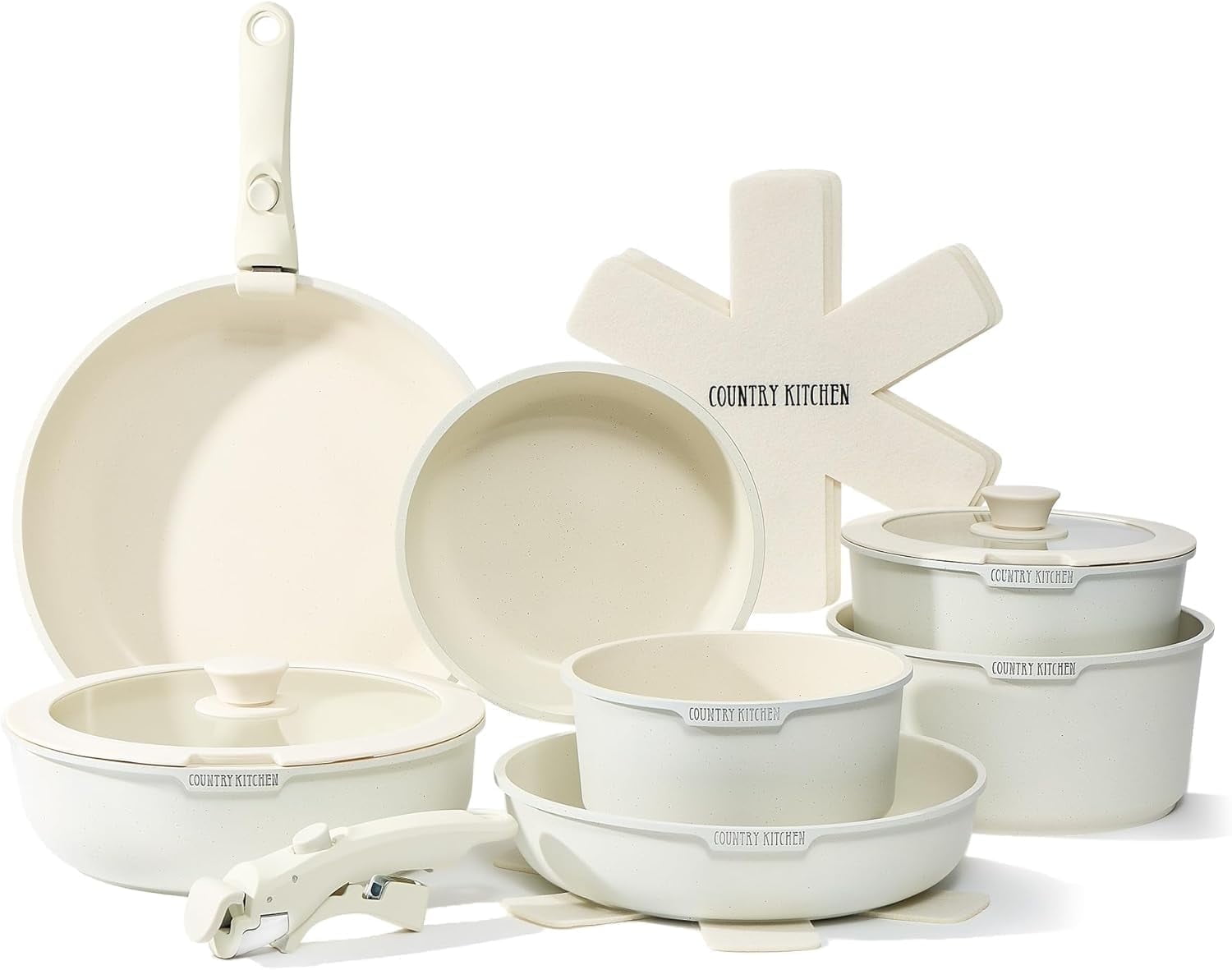 Country Kitchen Pots and Pans Set 15-Piece, Nonstick Cookware Set with ...