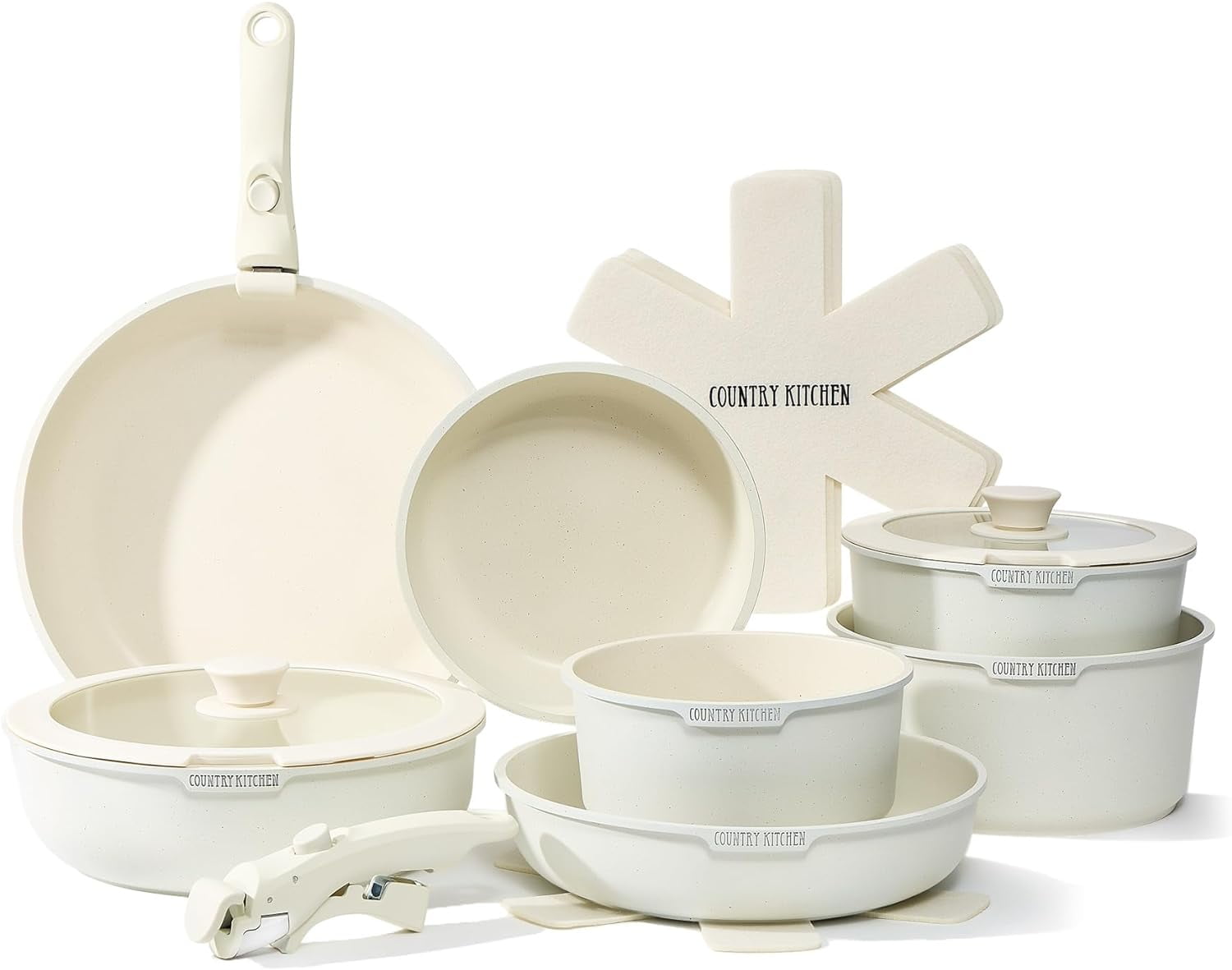 Country Kitchen 15 Piece Pots and Pans Set - Safe Nonstick Kitchen ...