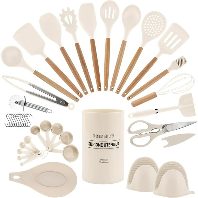 Country Kitchen 38-Pc Cooking Utensils Set Silicone Spatula & Kitchen ...