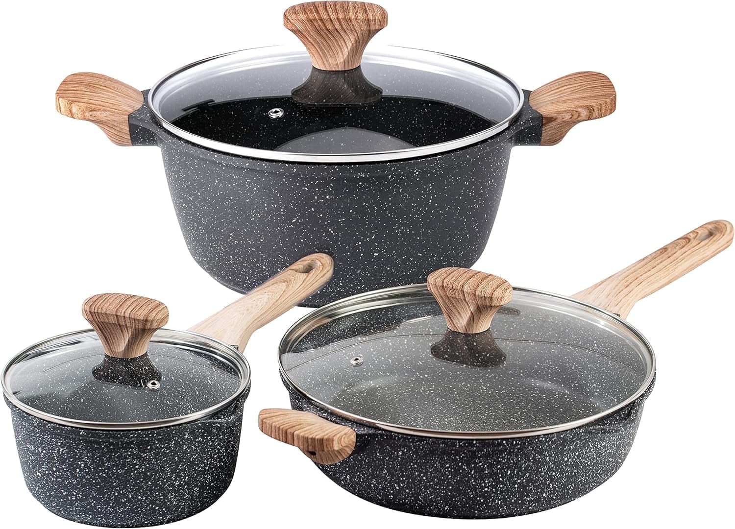 Country Kitchen 6-Piece Pots and Pans Set, Durable Kitchen Cookware Set ...