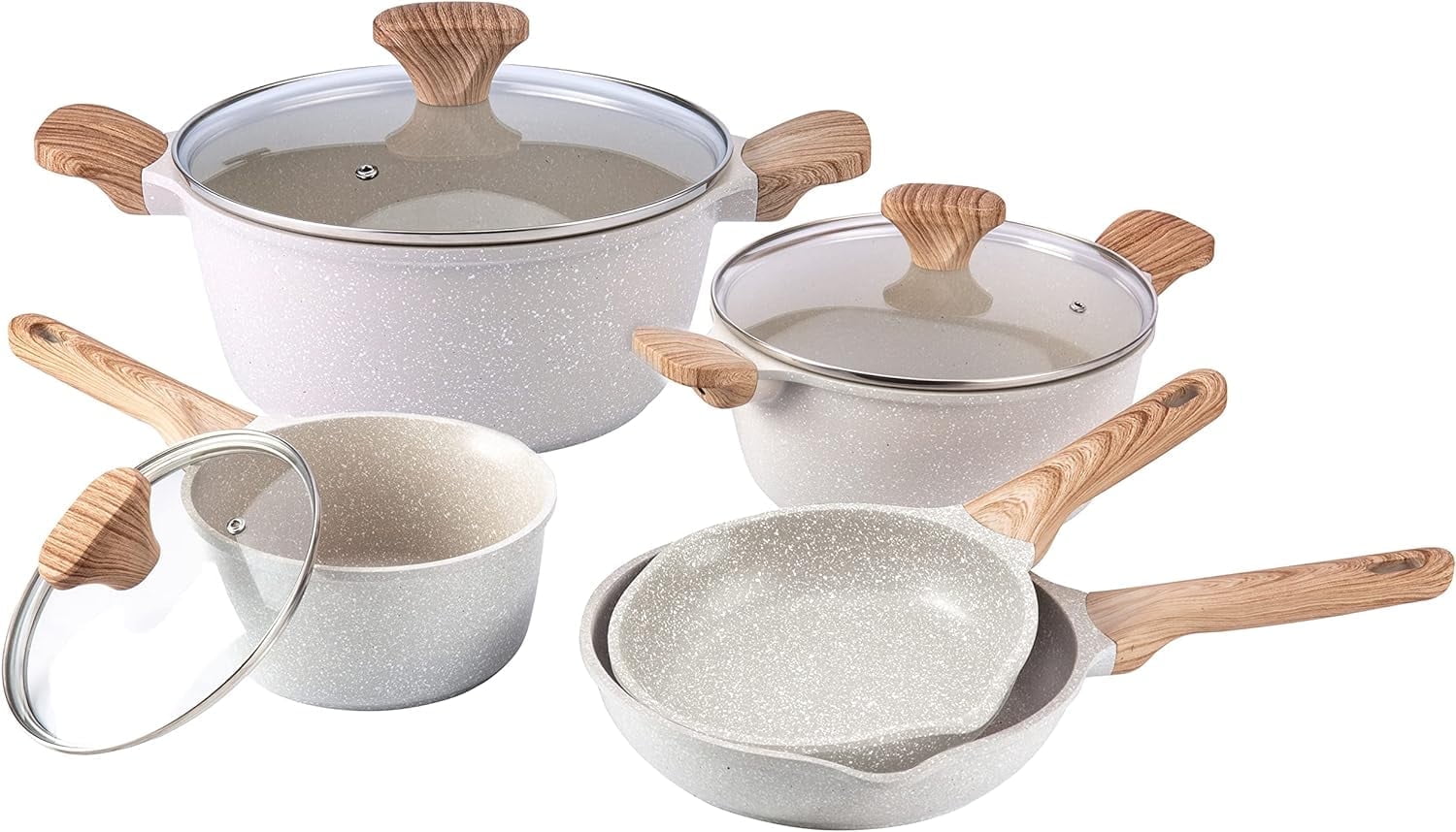 Country Kitchen 8 Piece Nonstick Induction Cookware Sets, Stainless ...