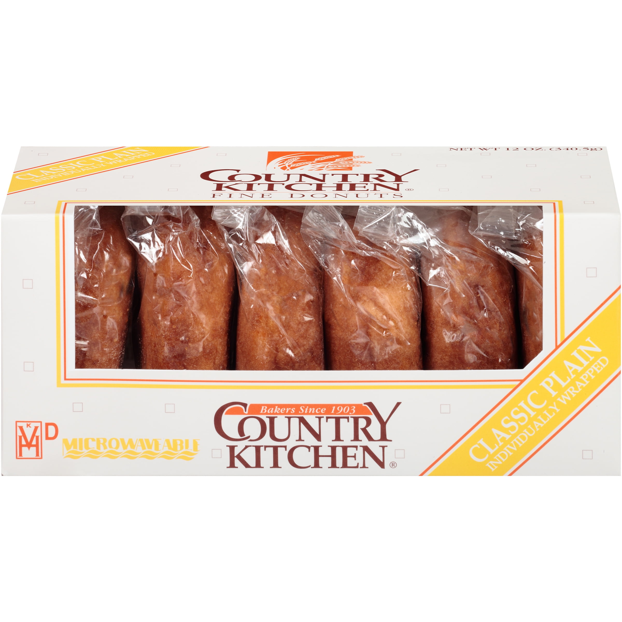 Country Kitchen Classic Plain Fine Donuts, 12 oz, 6 Count Box, Shelf ...