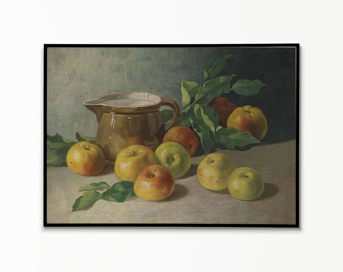 Country Kitchen Painting Apple Still Life Print Poster, Kitchen Art ...