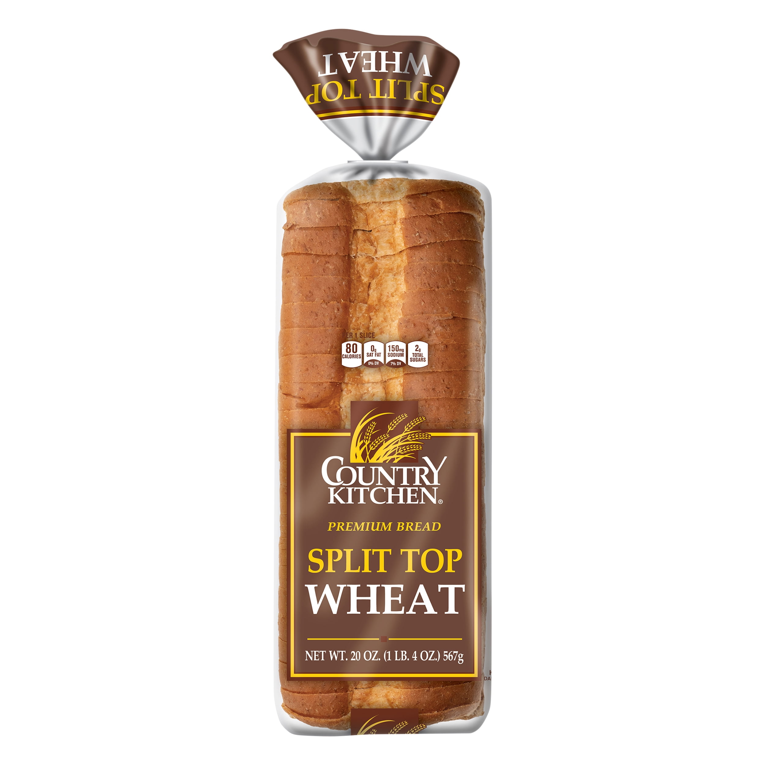 Country Kitchen Premium Split Top Wheat Bread, Sliced Wheat Bread, 20 ...