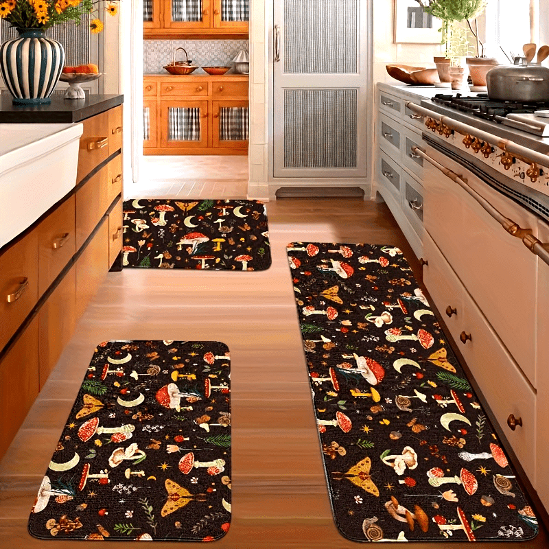 Country Kitchen Rug: Mushrooms, Flowers, And Butterflies - a Vintage ...