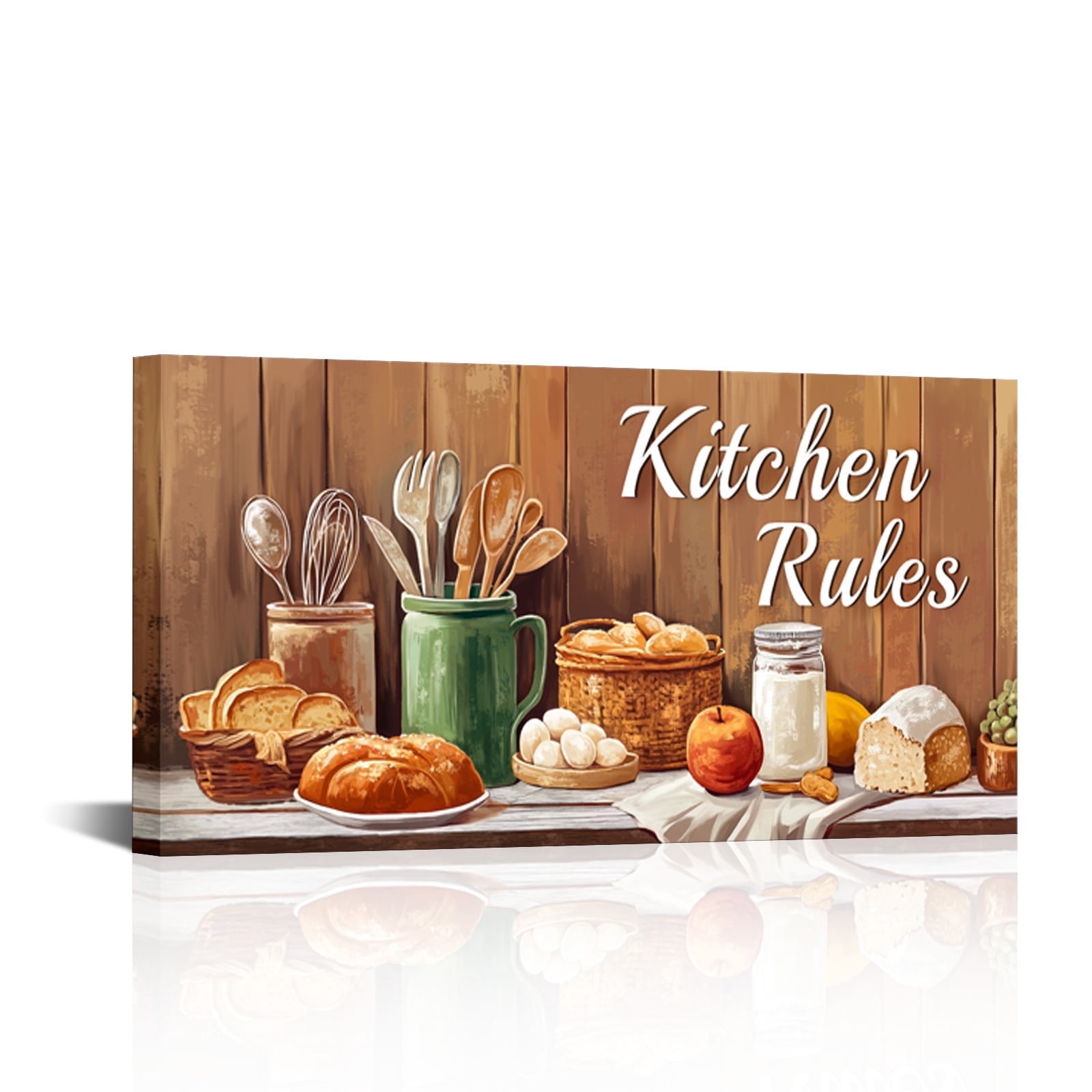 Country Kitchen Rules Canvas Wall art Vintage Rustic Farmhouse Painting ...