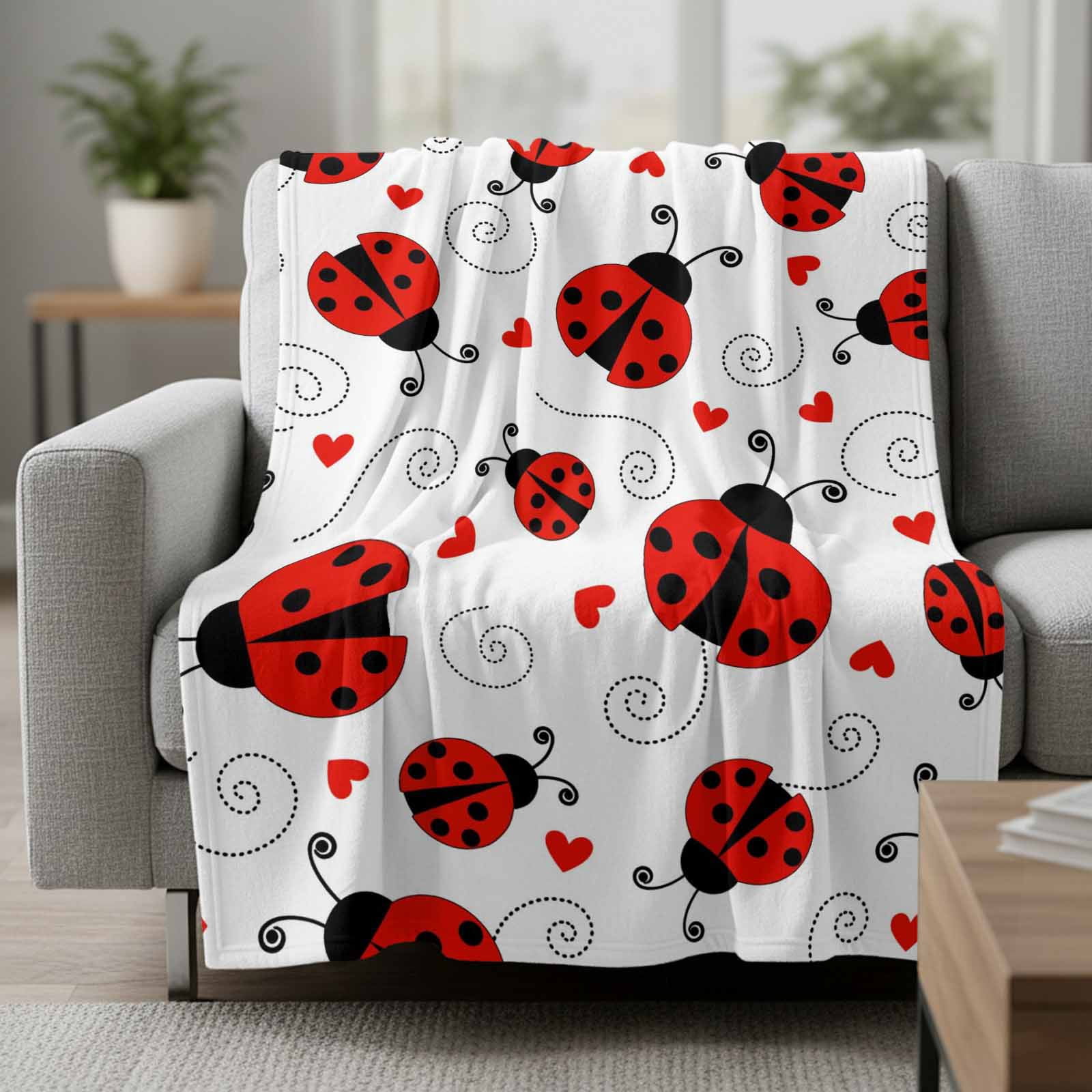 Country Ladybug Fleece Throw Blanket Love Farmhouse Classic Retro ...