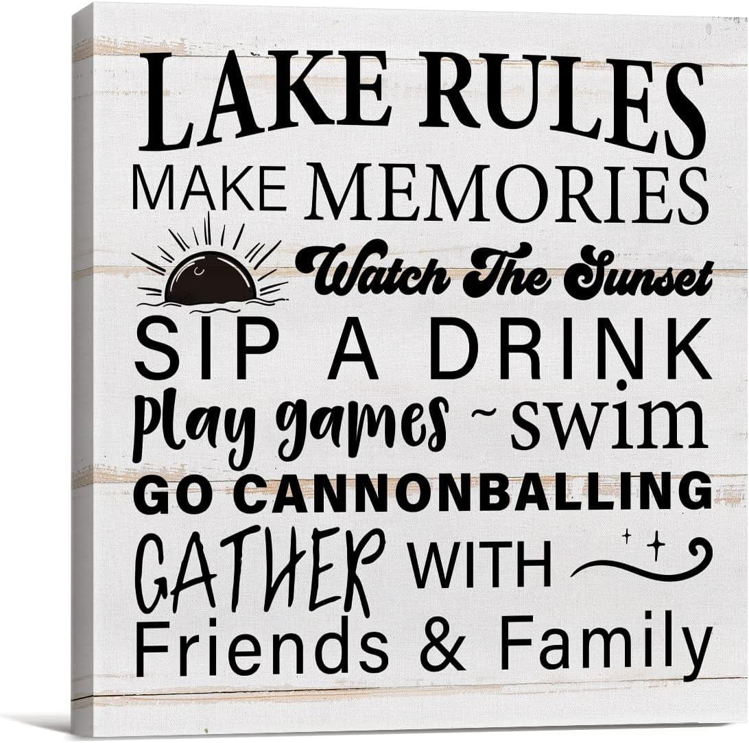Country Lake Rules Wood Box Sign Desk Decor Make Memories Watch the ...