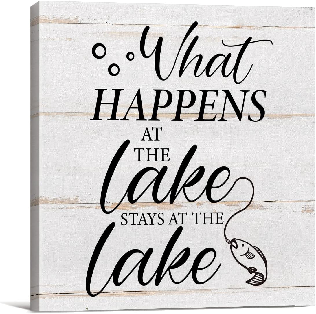 Country Lake Theme Wood Box Sign Desk Decor Lake Wooden Block Plaque ...