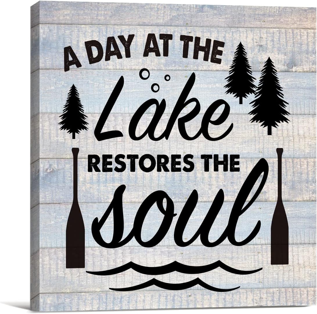 Country Lake Wood Box Sign Desk Decor a Day at the Lake Restores the ...