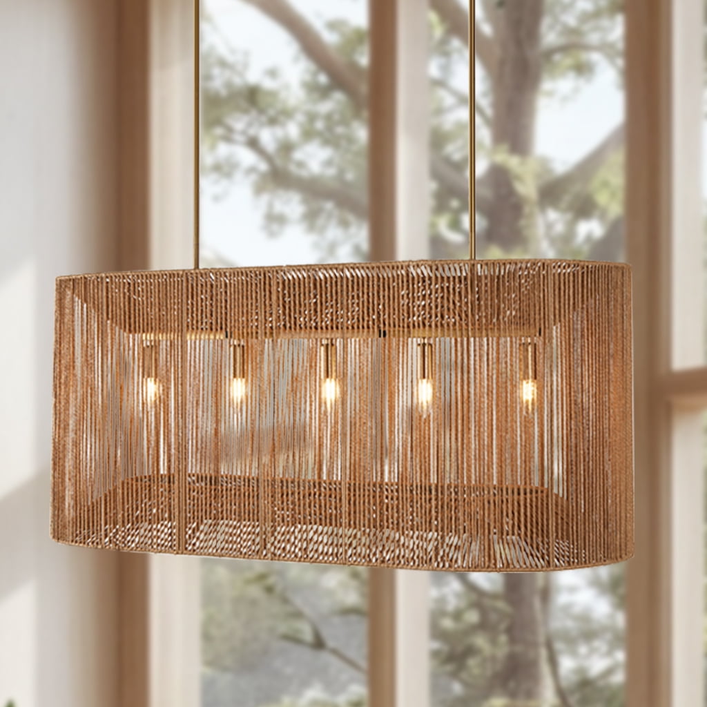 Country Large Brown Hand-weaved 42.5 Inch Chandelier, Hand-polished ...