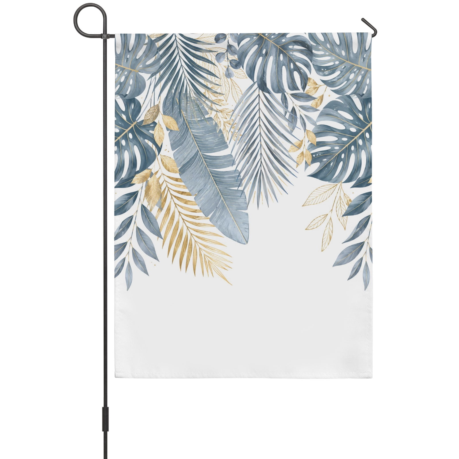 Country Leaf House Flags For Outdoor, Rustic Botanical Gold Green Palm ...