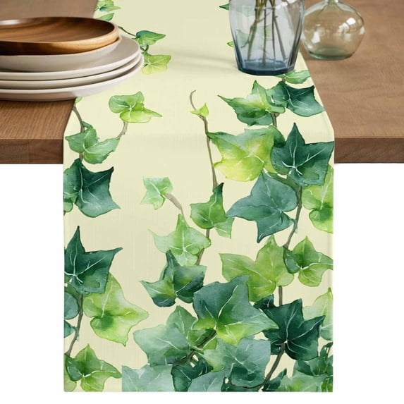 Country Leaves Table Runner 72 Inches, Green Leaf Branches Vine ...