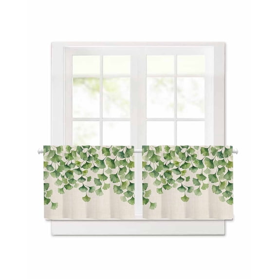 Country Leaves Vintage Linen Short Blackout Curtains 24 Inch Long ...