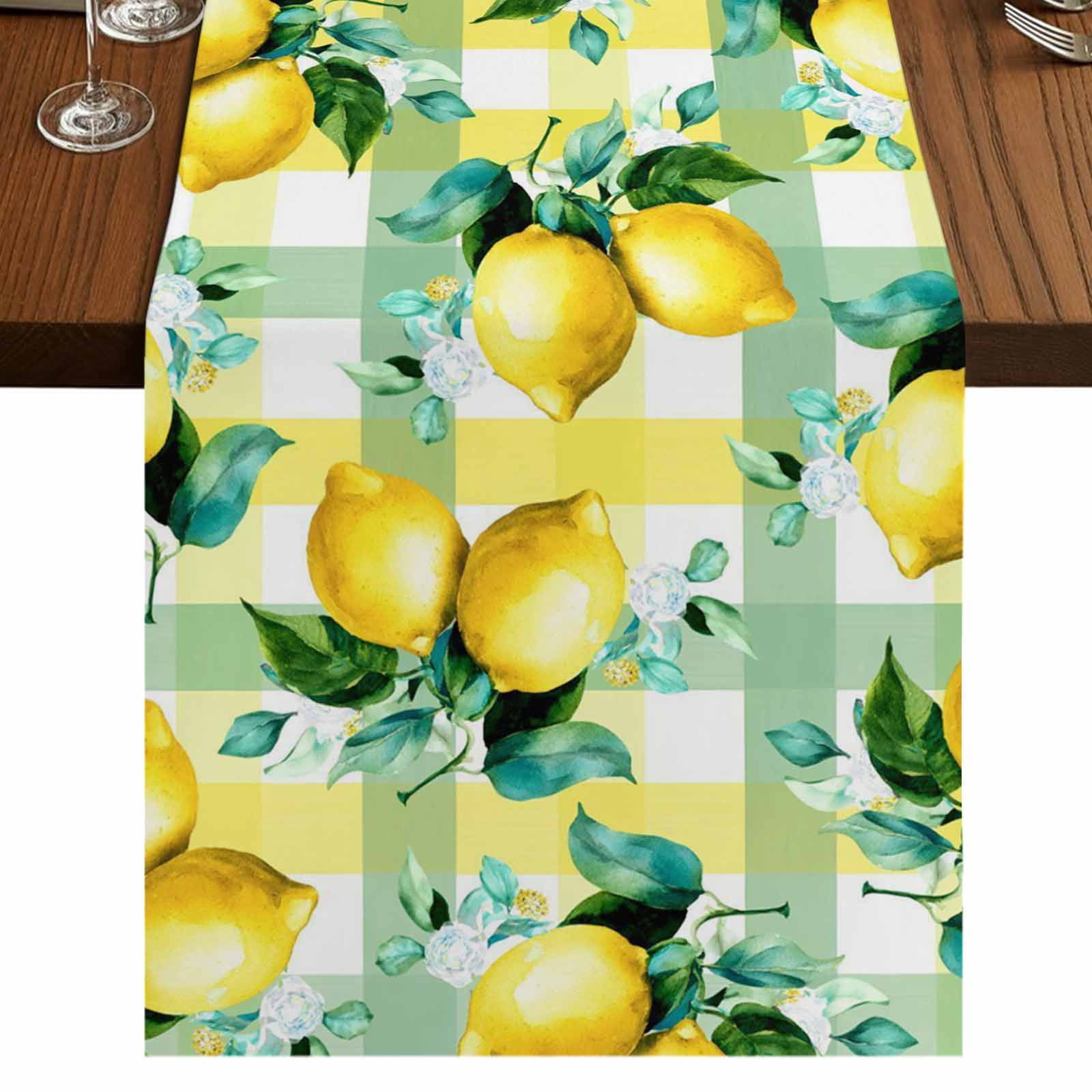 Country Lemon Burlap Cotton Table Runner 13x48 Inches Long, Farmhouse ...